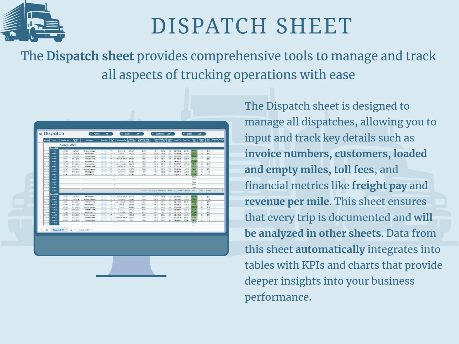 Dispatch Management Google Spreadsheet Template